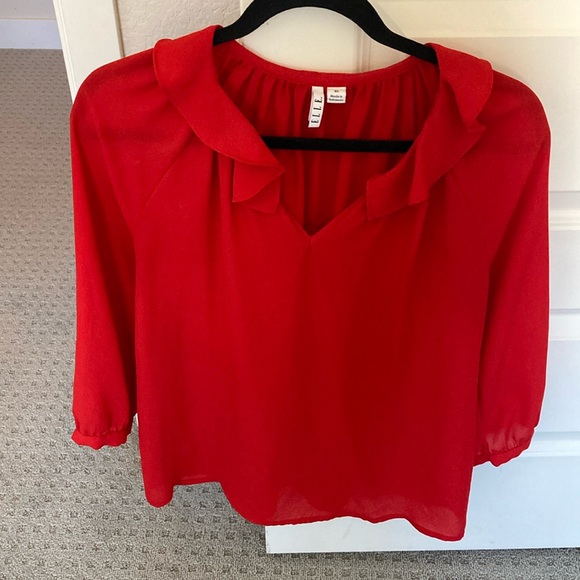 Elle | Tops | Elle Chiffon Red Blouse | Poshmark